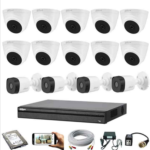 14 pcs 2MP Dahua cctv camera package